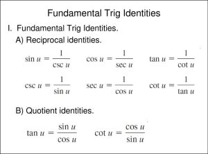 The Basic 8 Trig Identities Worksheet with Answers