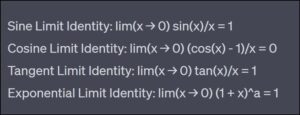 Trig Limit Identities [Trigonometry Identities for Limits]