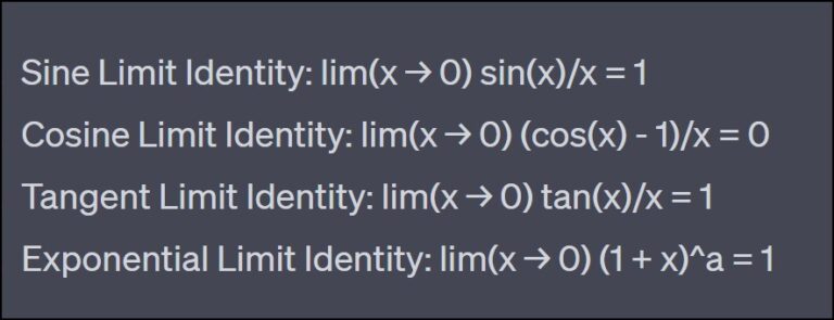 Trig Limit Identities [Trigonometry Identities for Limits]